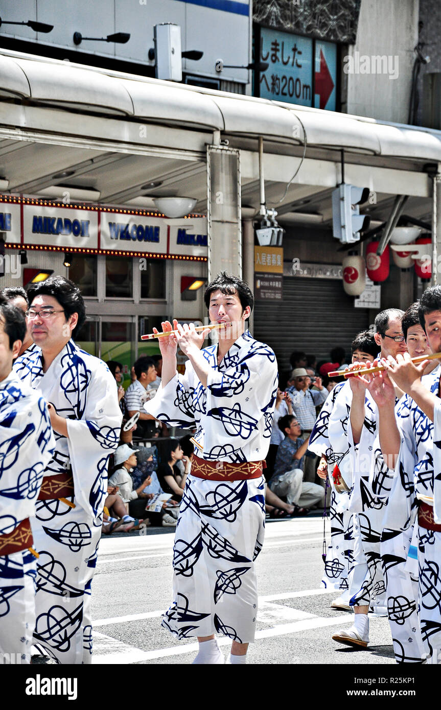 Kyoto, Japan - July 17, 2011: Unidentified Japanese men performing in ...