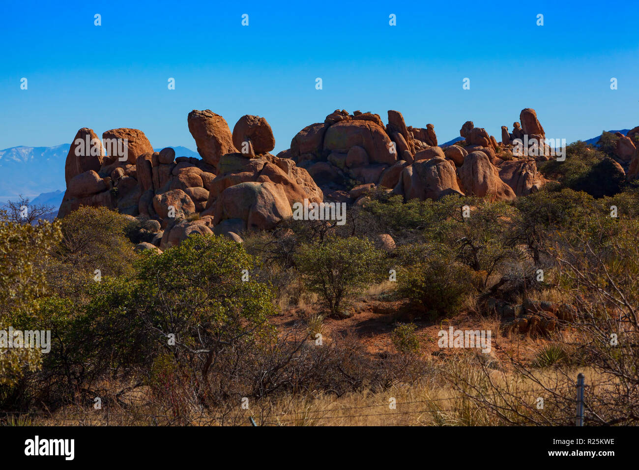 The dry desert landscape Arizona on a cloudless day in the southwest ...
