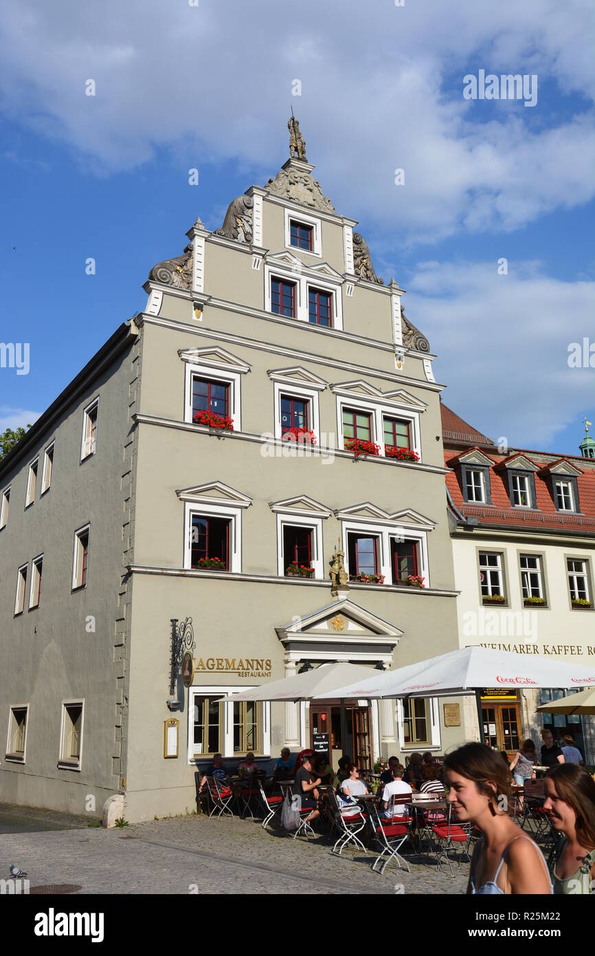View in the historical town of Weimar, Thuringia, Germany Stock Photo ...