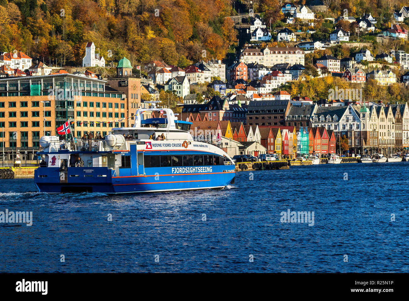 High speed passenger catamaran Rygertroll arriving in the port of ...
