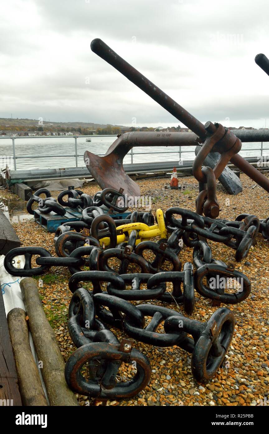 Ship anchors on quay side Stock Photo - Alamy