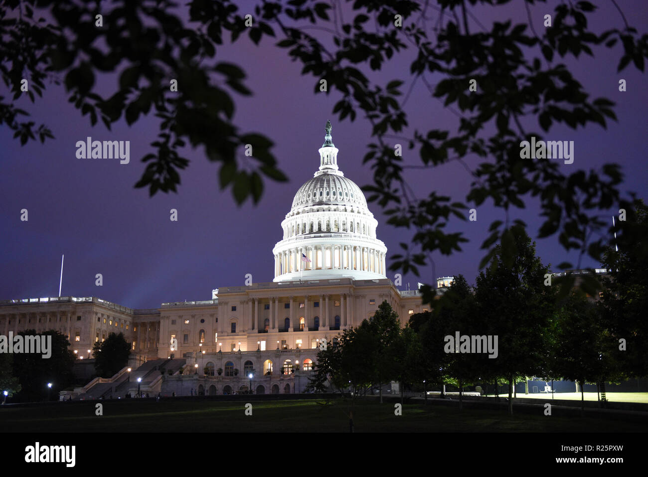 United States Capitol Building at night Stock Photo - Alamy