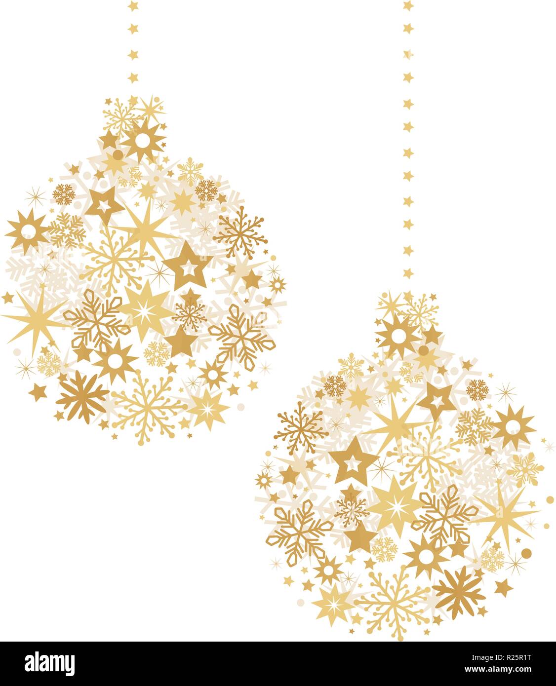 Christmas ball with golden stars illustration with sparkling Christmas ...