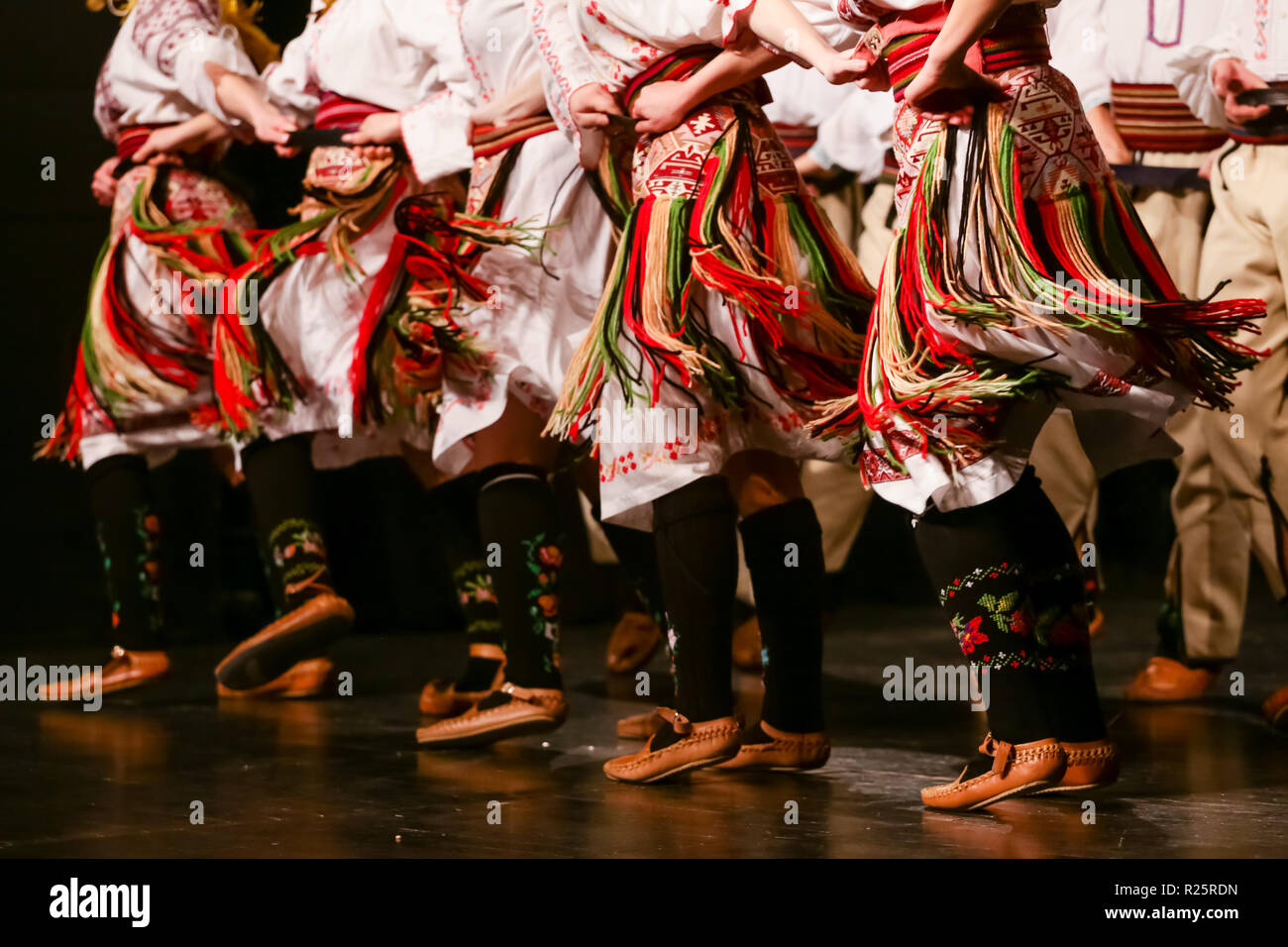 Young Serbian dancers in traditional costume. Folklore of Serbia Stock ...