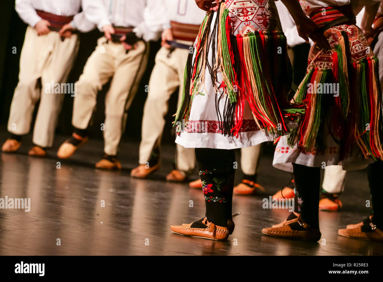 Young Serbian dancers in traditional costume. Folklore of Serbia Stock ...