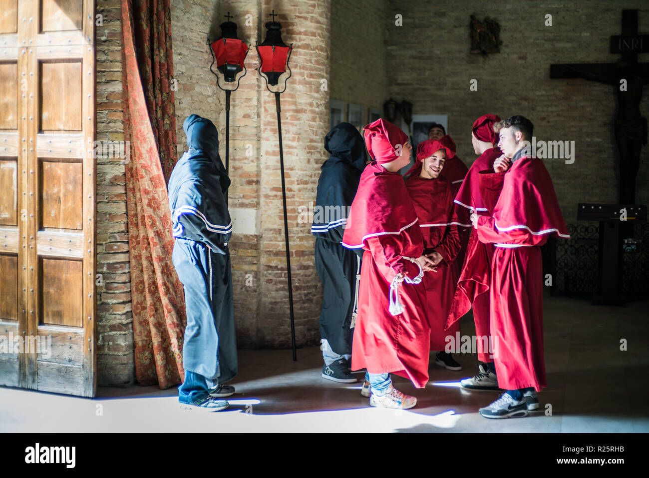 Easter processions in the street of the village Penne, Italy, Europe ...