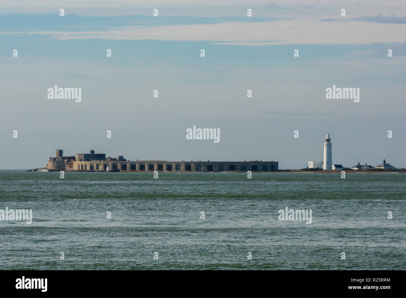 the lighthouse at hurst castle on the shingle spit at keyhaven near ...