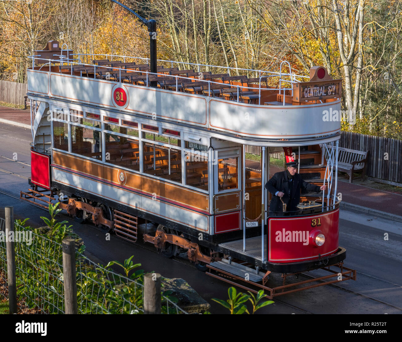 Historic tram at Beamish Open Air Museum, Beamish, County Durham ...