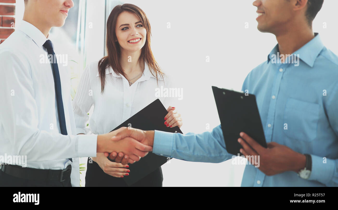 Black businessman discussing contract partner hi-res stock photography ...