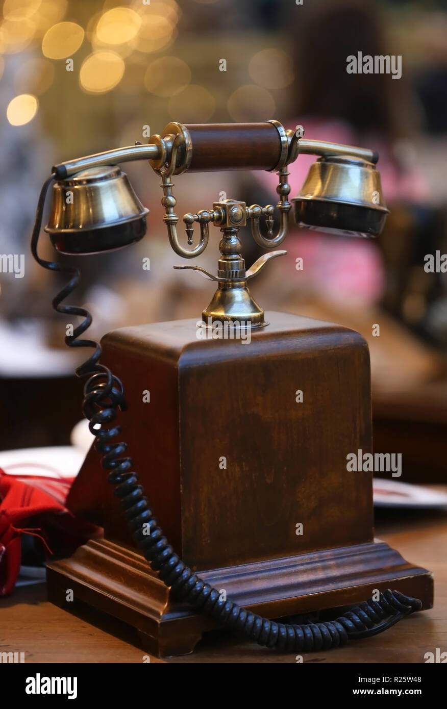 Antique telephone receiver closeup indoor as nostalgic concept Stock ...