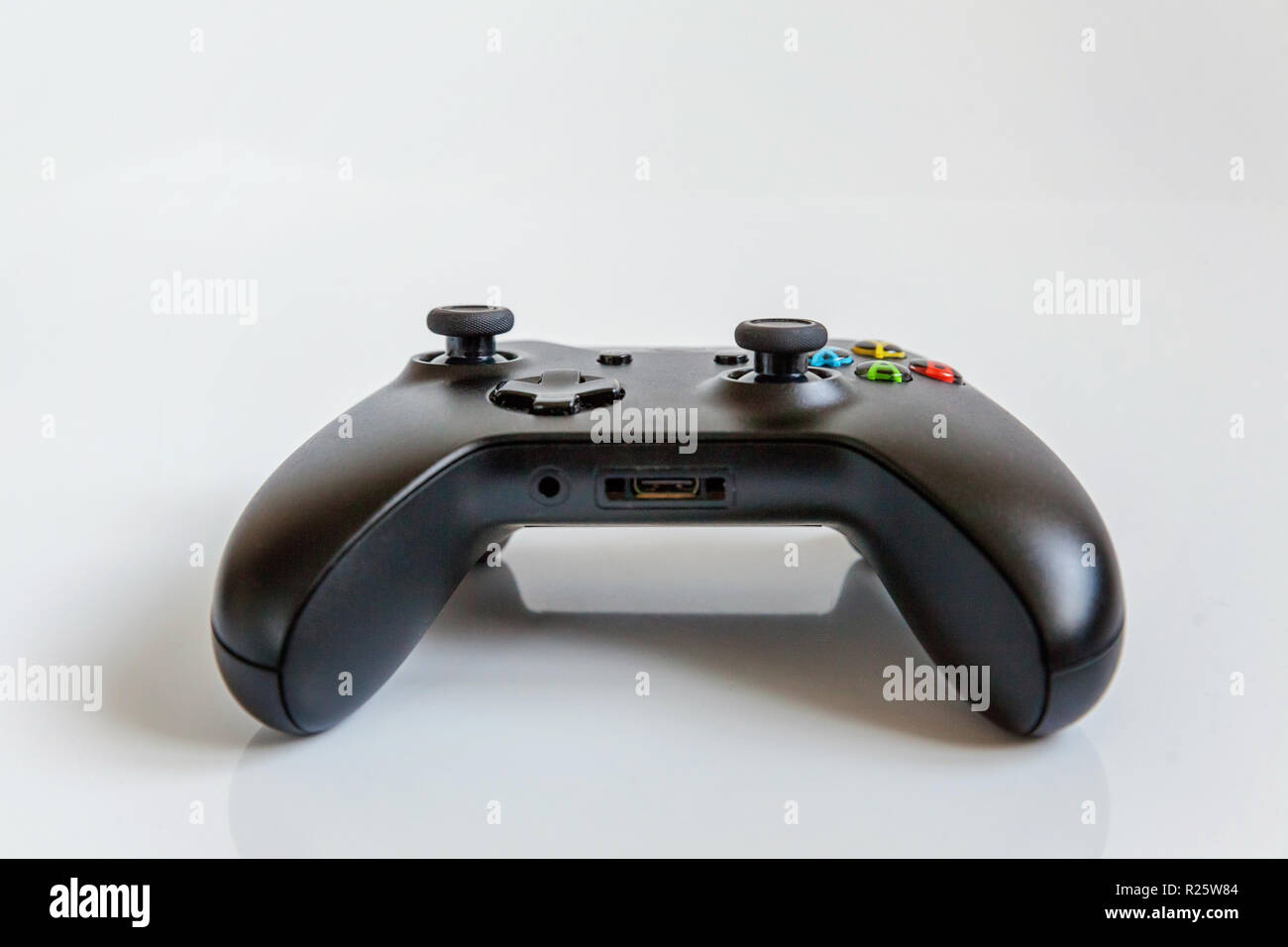 Black Joystick Gamepad Game Console Isolated On White Background Computer Gaming Technology