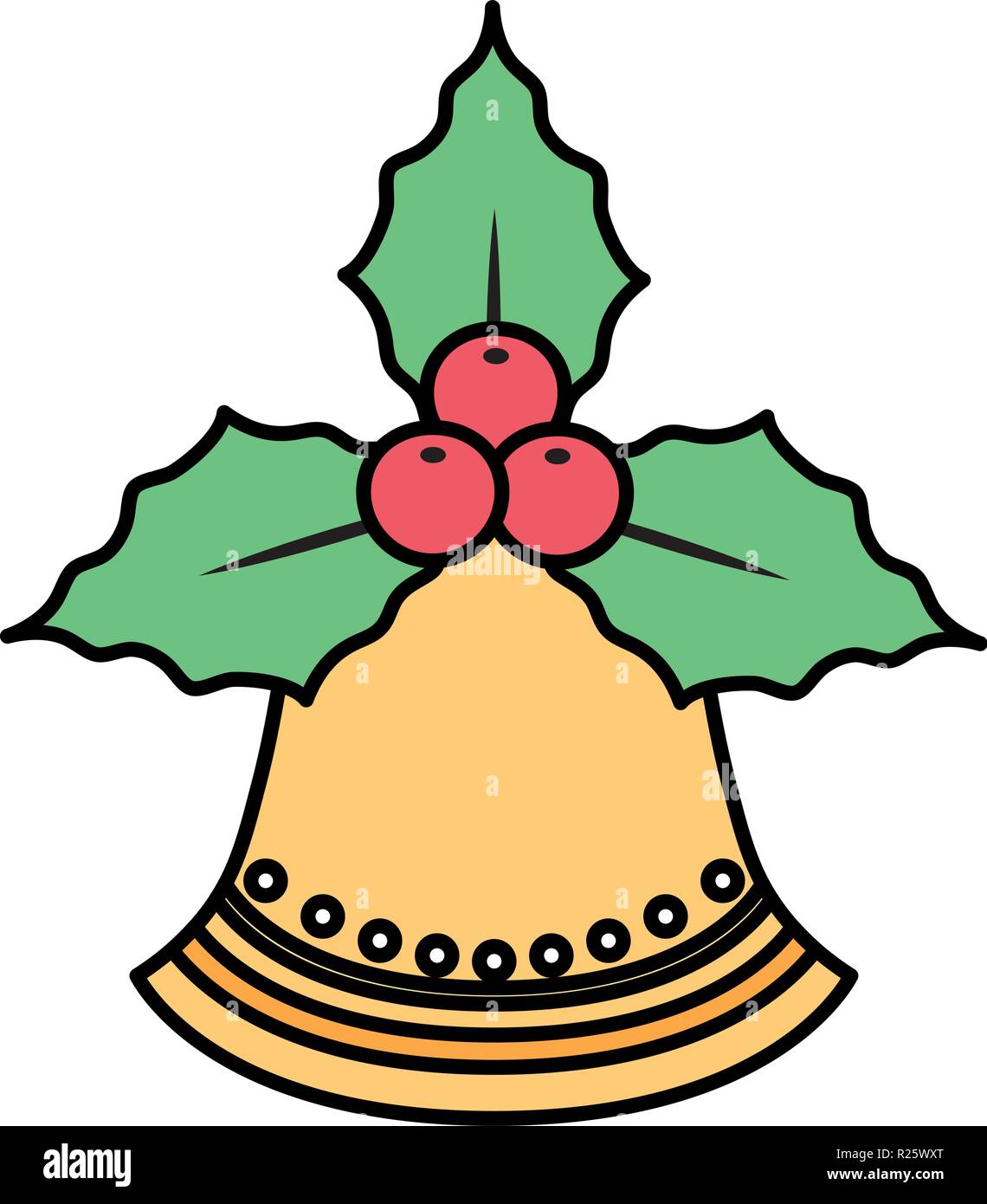 bell and mistletoe over white background, vector illustration Stock ...
