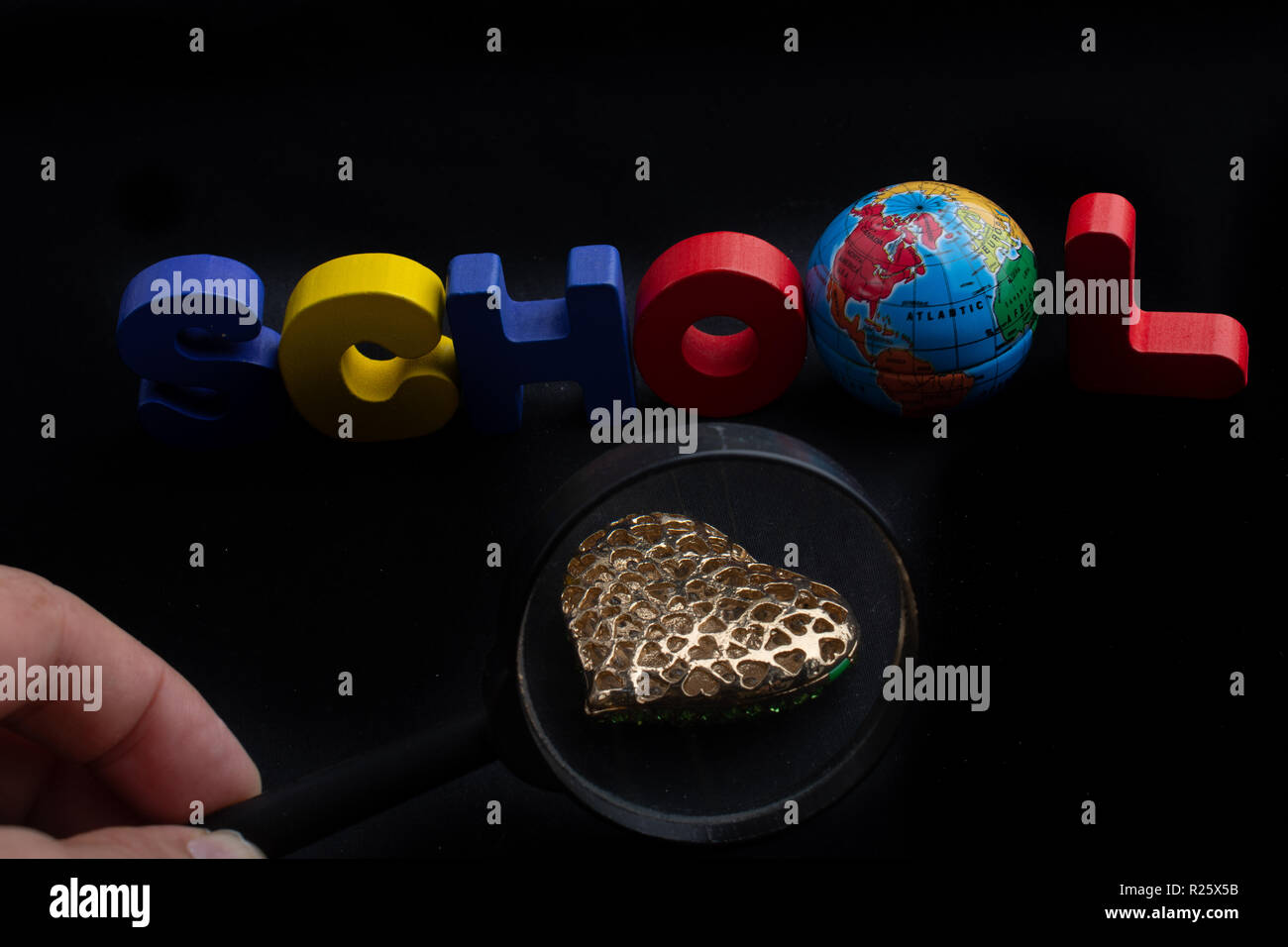 Education concept by School lettering with colorful wooden letters ...