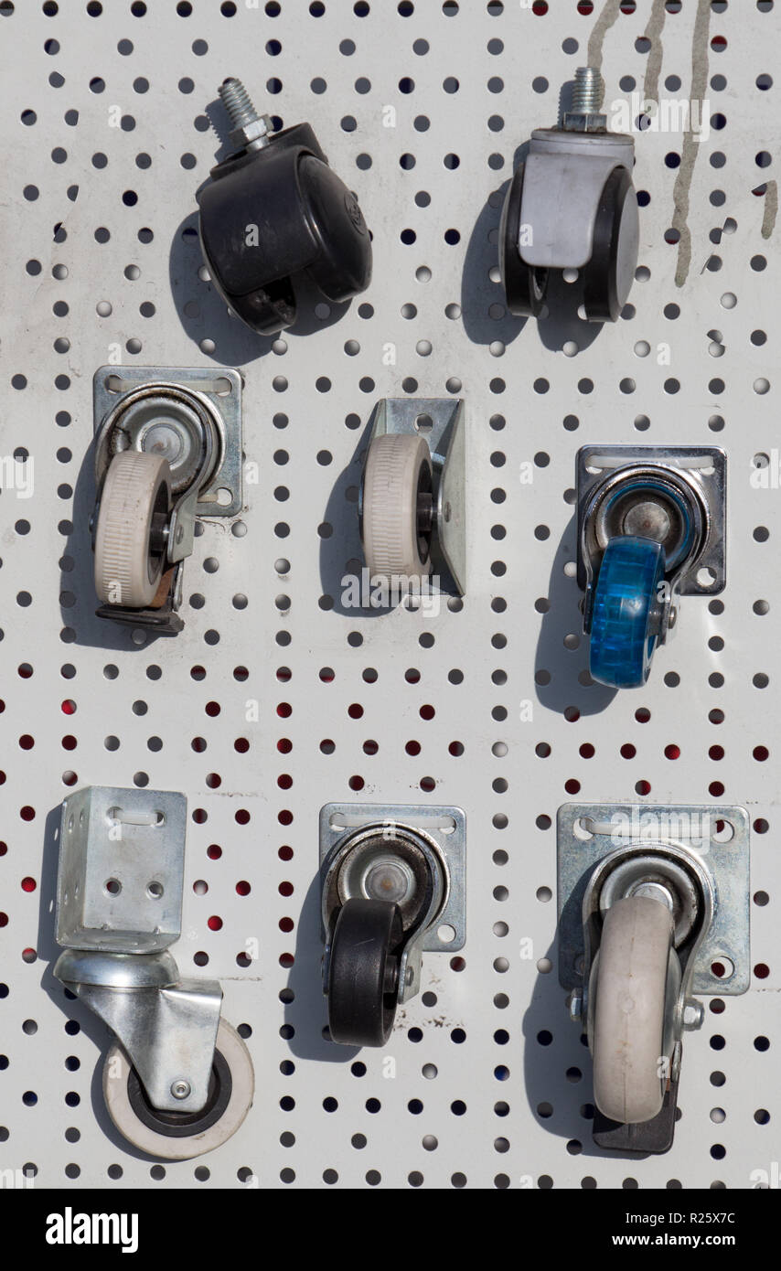 Various sized of small wheels in view Stock Photo - Alamy