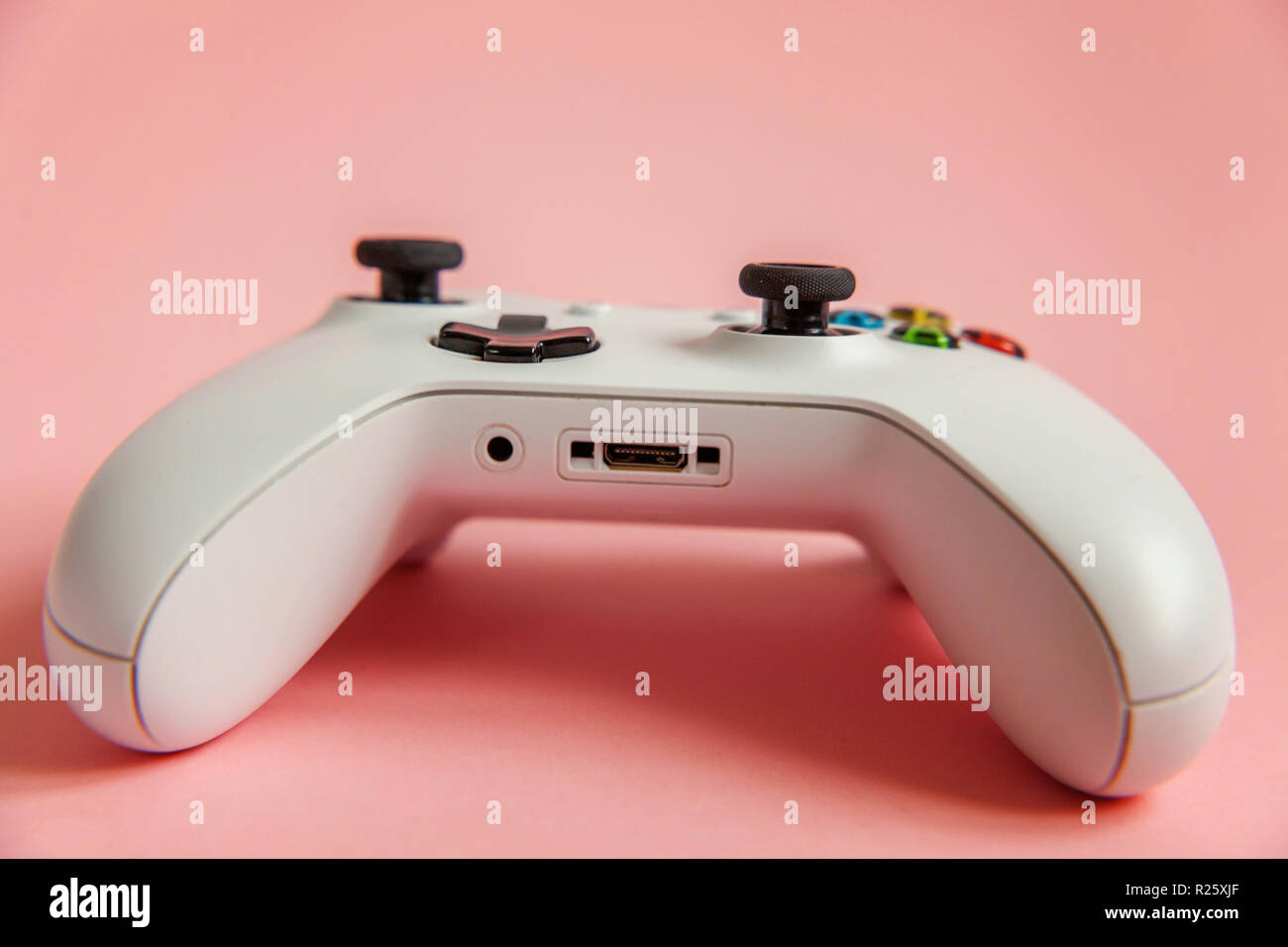 White Joystick Gamepad Game Console On Pink Colourful Trendy Modern