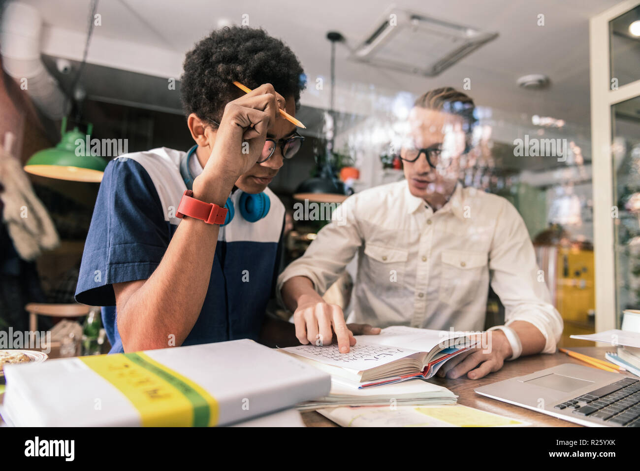 Nice thoughtful man trying to understand the explanation Stock Photo ...