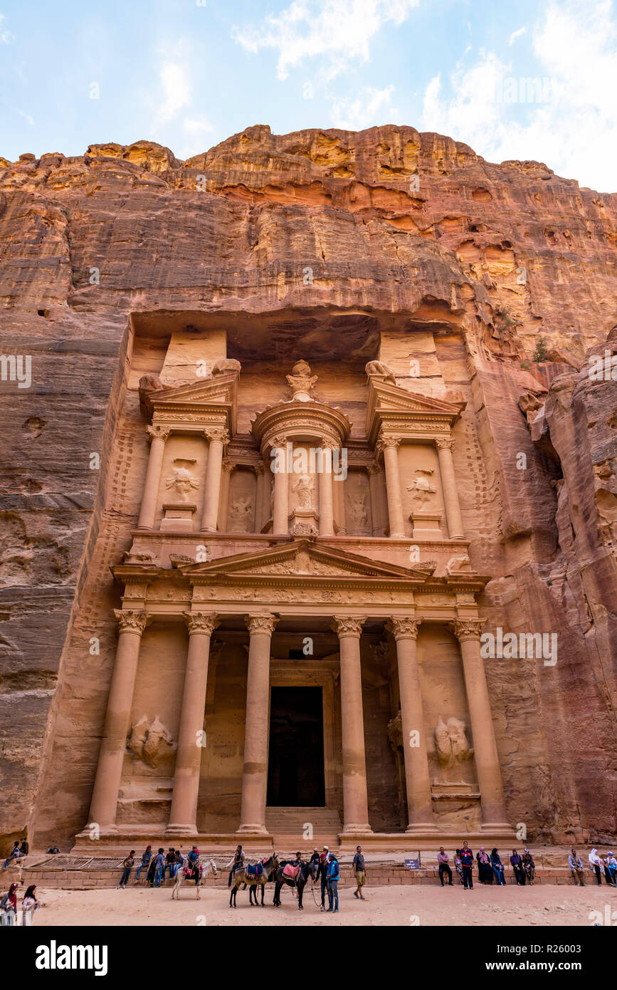 Pharaoh's treasure house struck in rock, facade of the Al-Khazneh ...