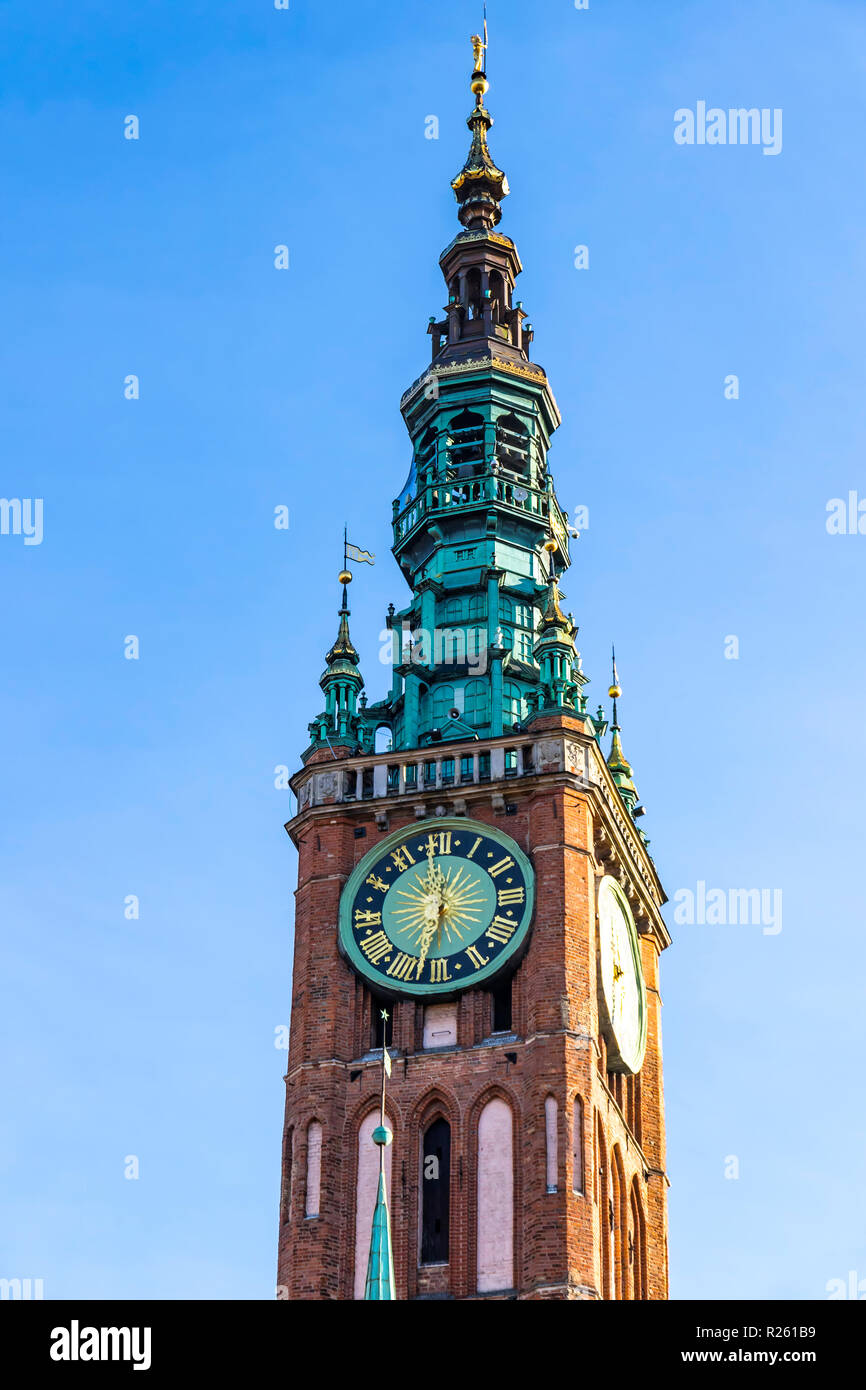 Tower of Main City Hall on Dluga street in the old city center of ...