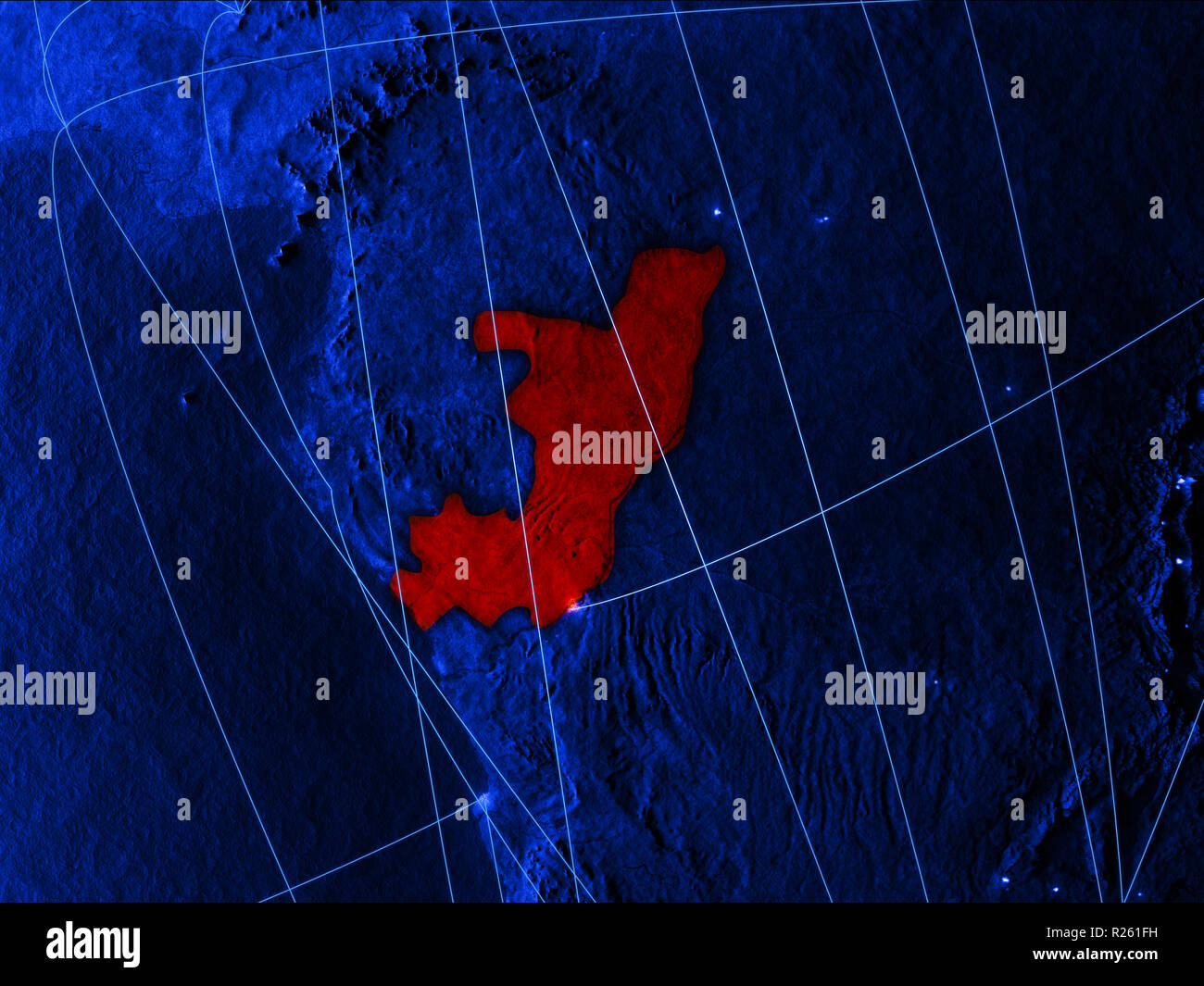 Congo on blue digital map with networks. Concept of international ...