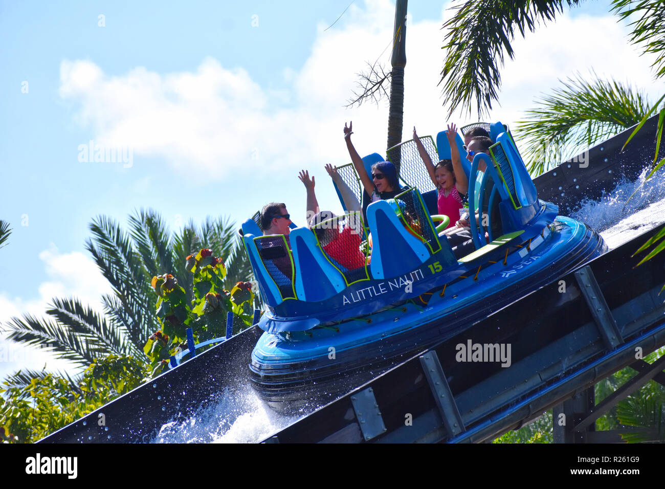 Orlando, Florida. October 19, 2018. Woman and her daughter enjoying ...