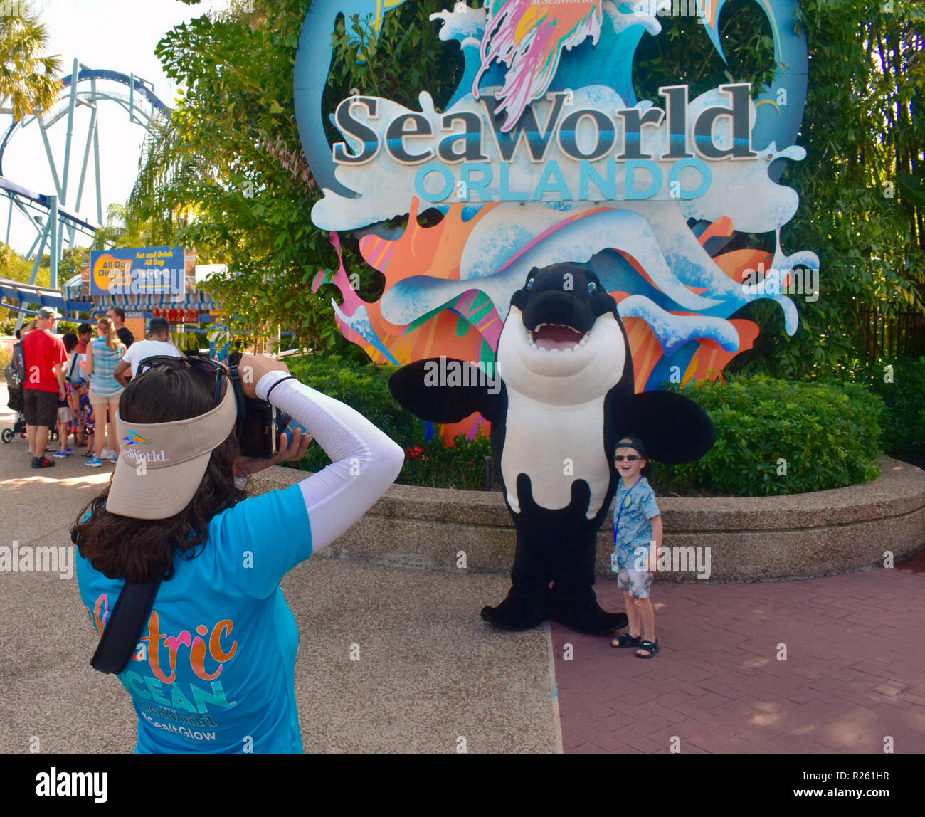 Orlando, Florida. October 26, 2018 Girl taking picture of nice boy with ...