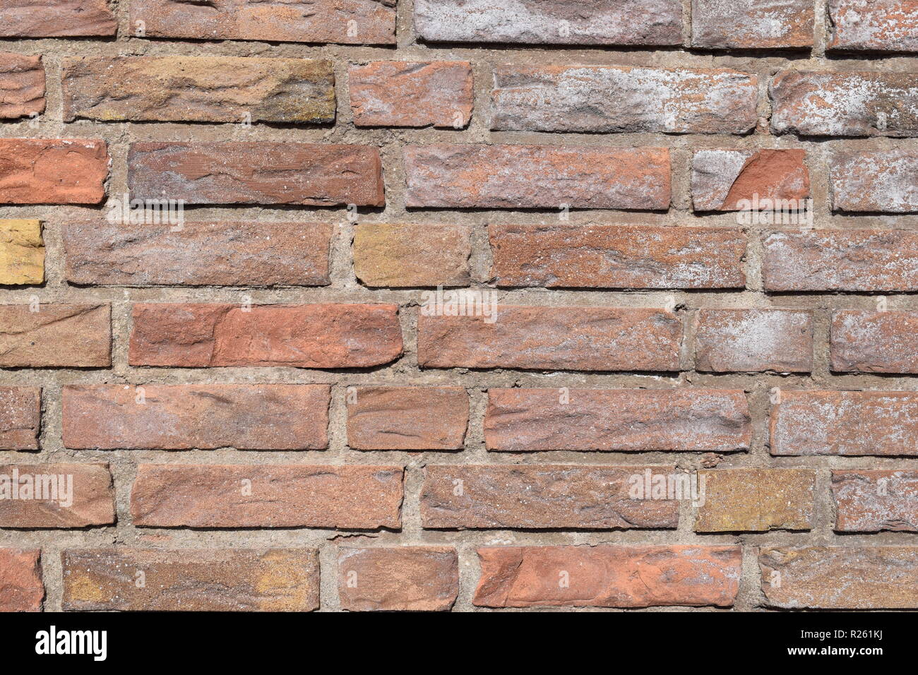 Old red brick wall showing signs of age and decay mortar Stock Photo ...