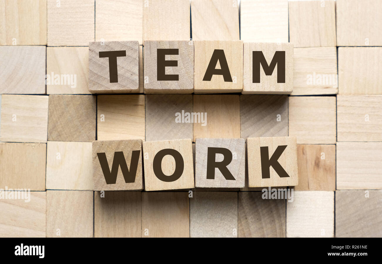Word teamwork from wood hi-res stock photography and images - Alamy