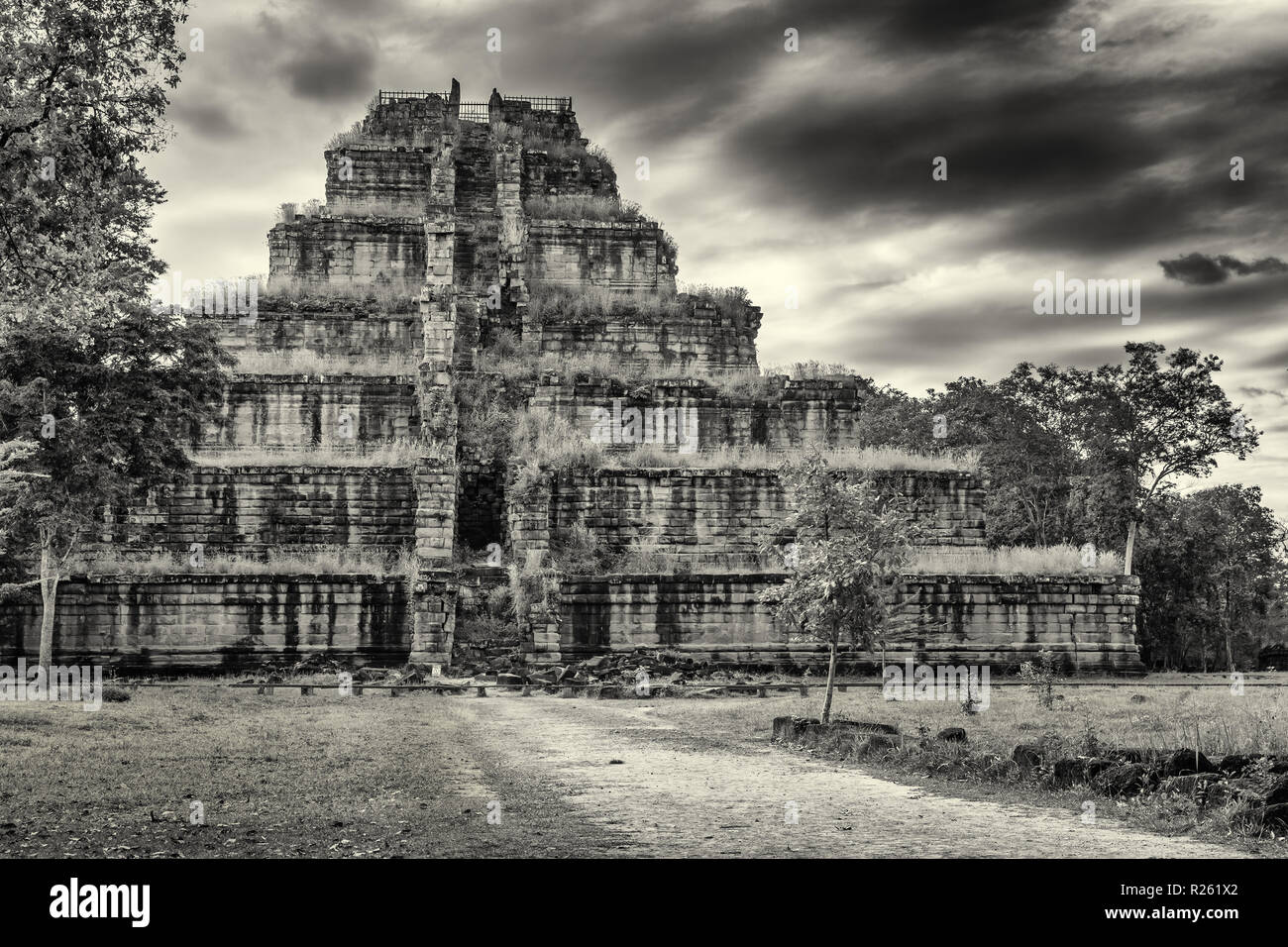 Mysterious ancient pyramid Koh Ker lost in tropical jungle Cambodia ...