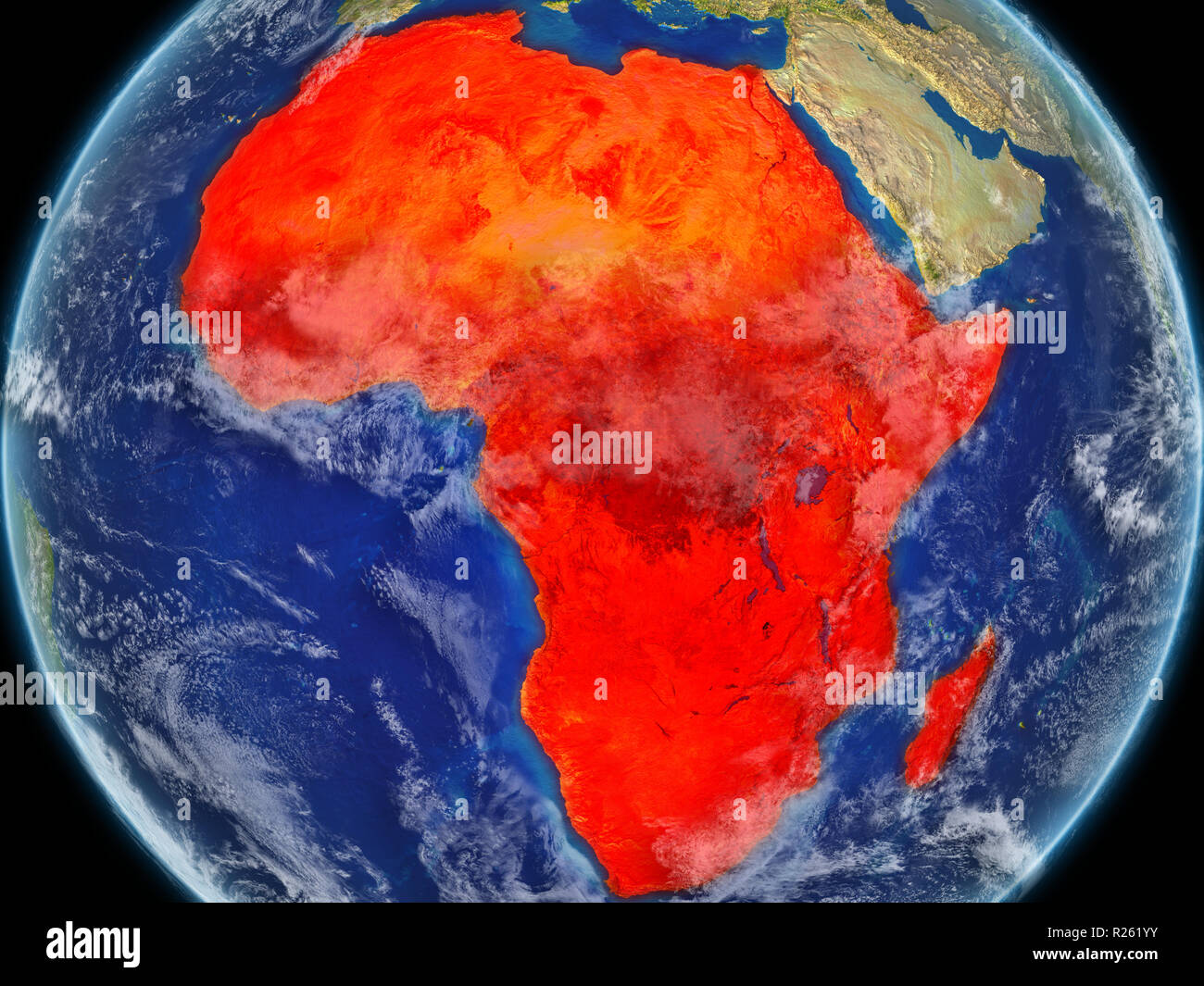 Africa on realistic model of planet Earth with very detailed planet ...
