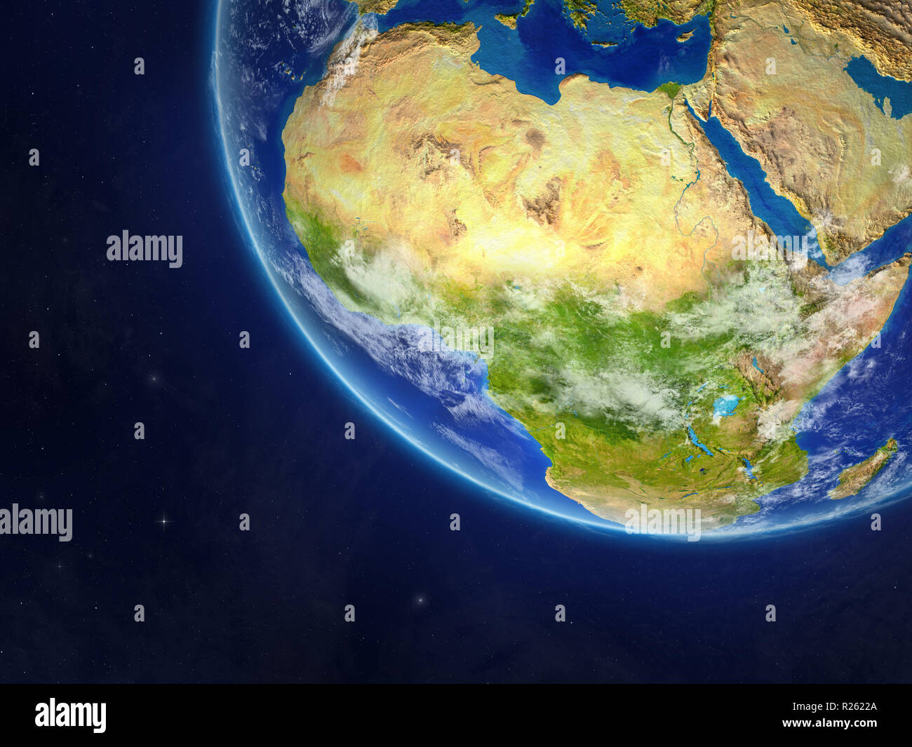 Africa on planet Earth from space. Very fine detail of planet surface ...