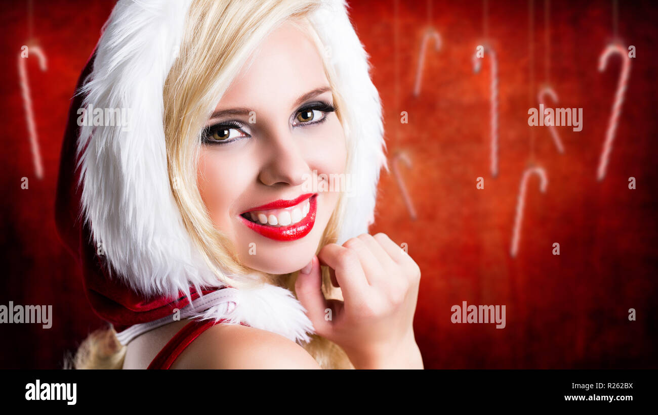 Smiling stylish woman fur hood hi-res stock photography and images - Alamy