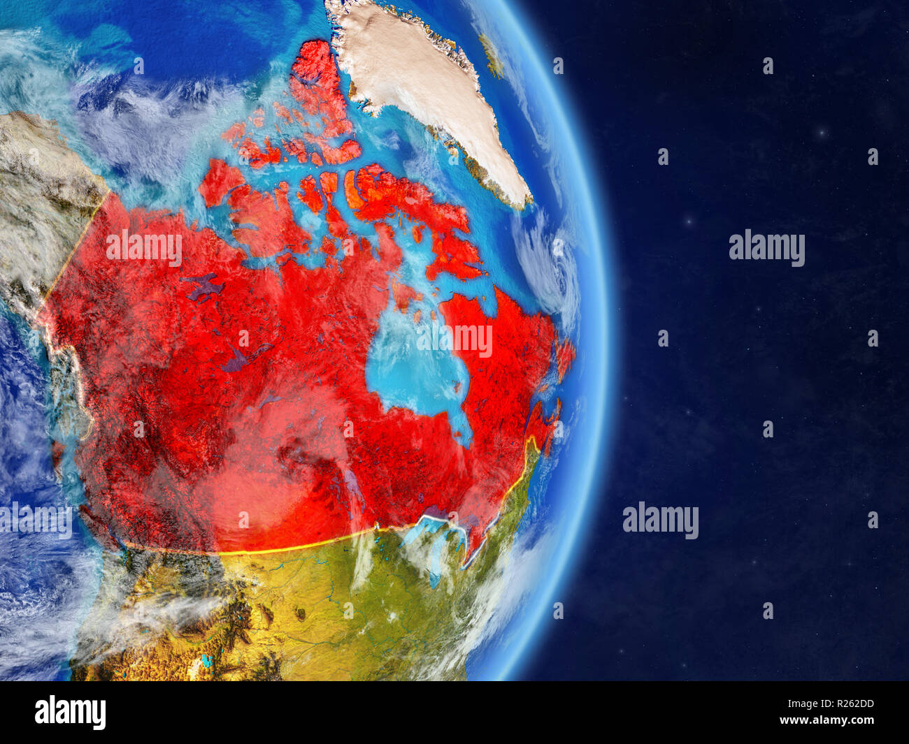 Canada on planet planet Earth with country borders. Extremely detailed ...