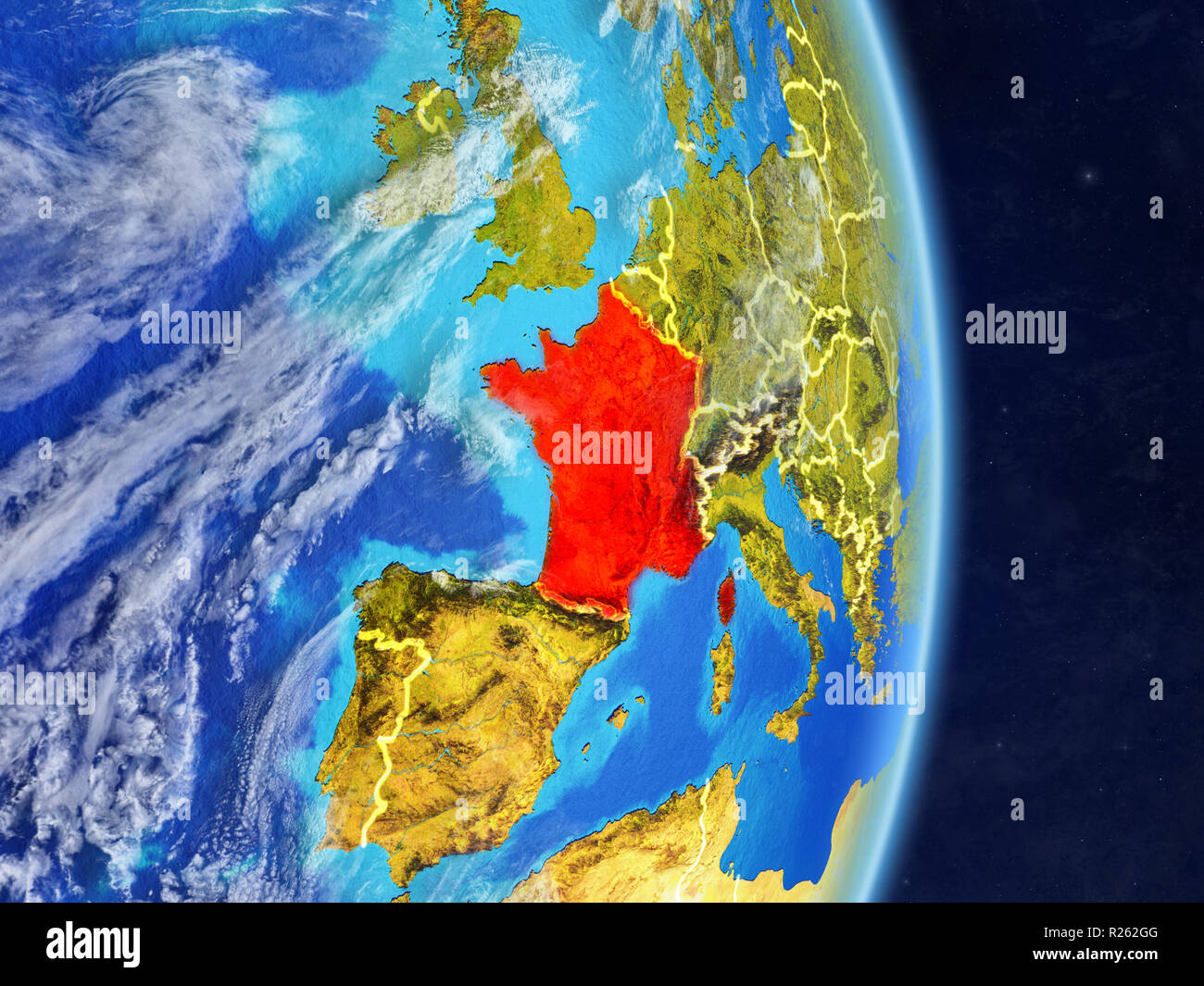 France on planet planet Earth with country borders. Extremely detailed ...