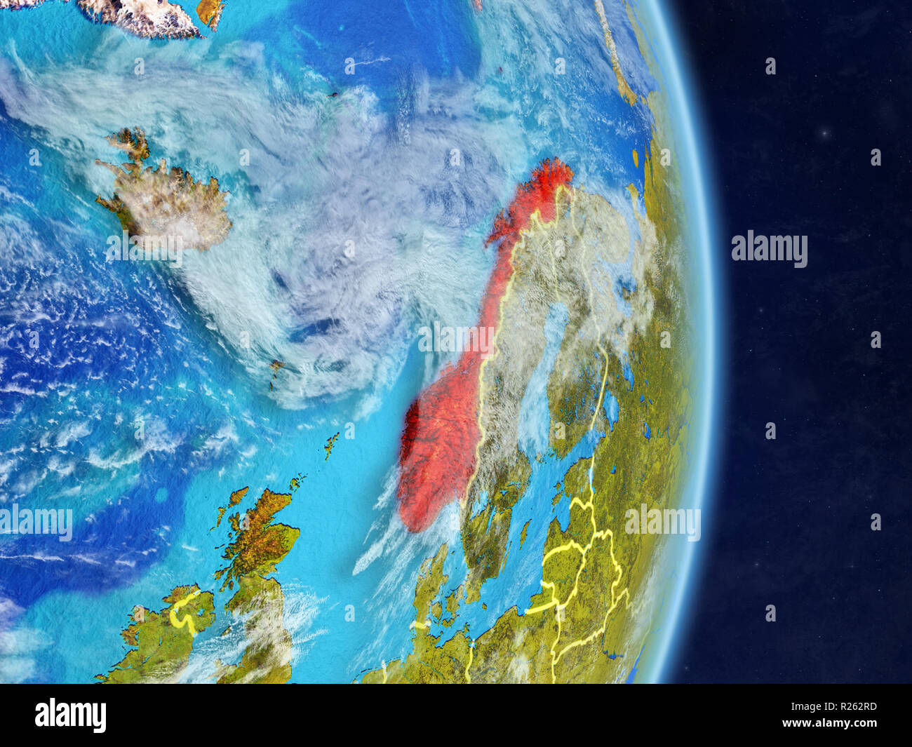 Norway on planet planet Earth with country borders. Extremely detailed ...