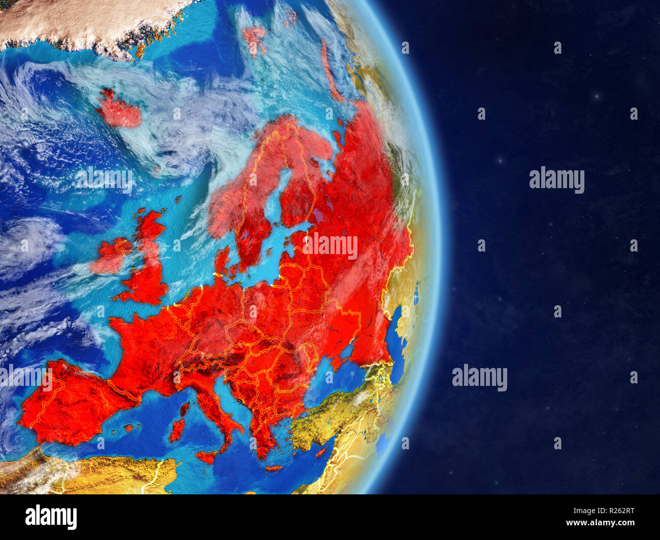 Europe on planet planet Earth with country borders. Extremely detailed ...