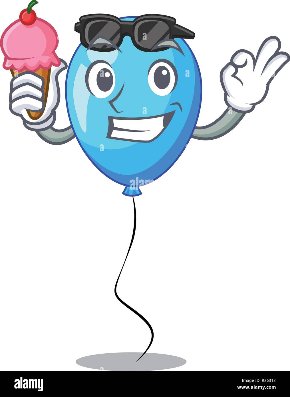 With ice cream blue balloon character on the rope Stock Vector Image ...