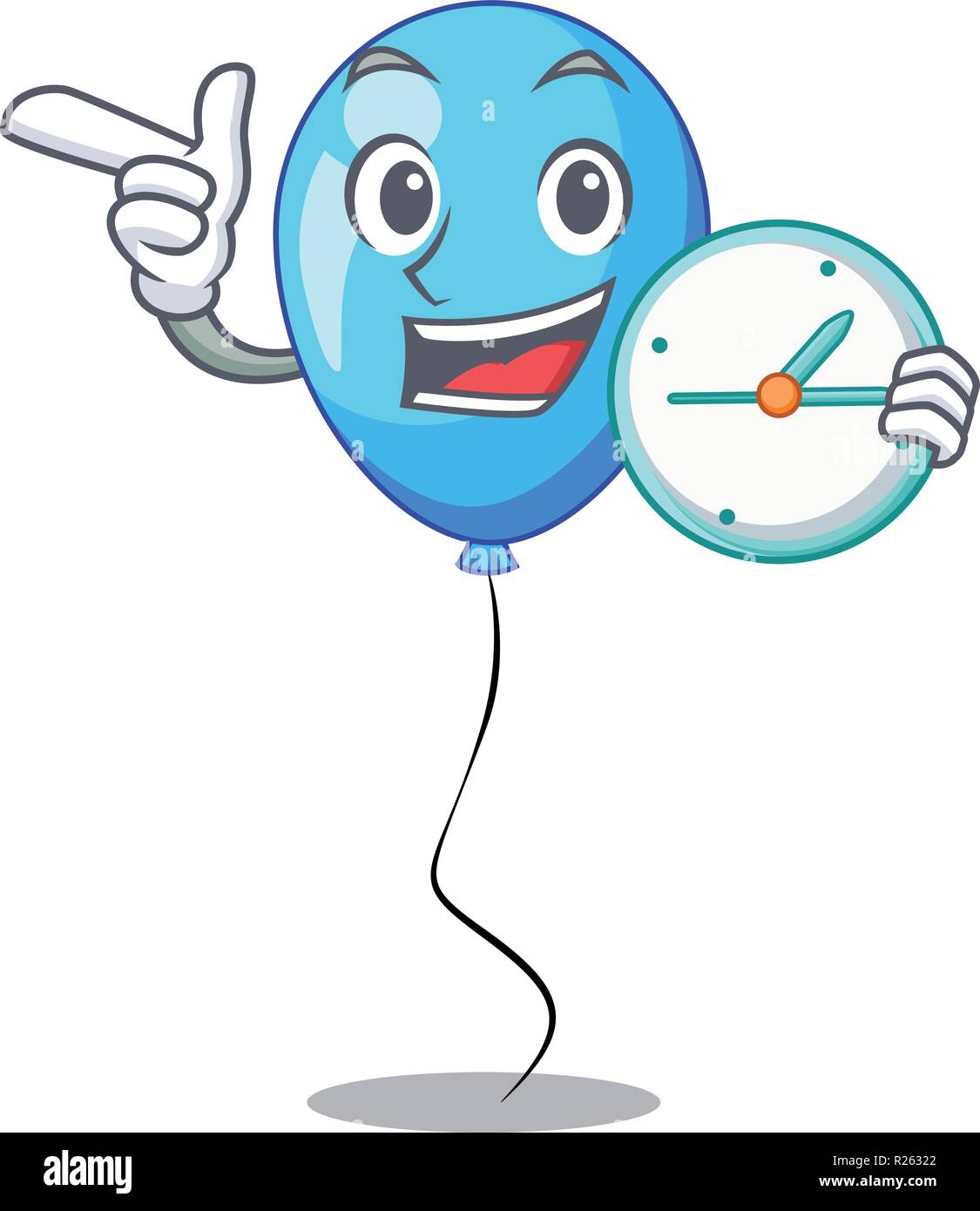 With clock blue balloon character on the rope Stock Vector Image & Art ...