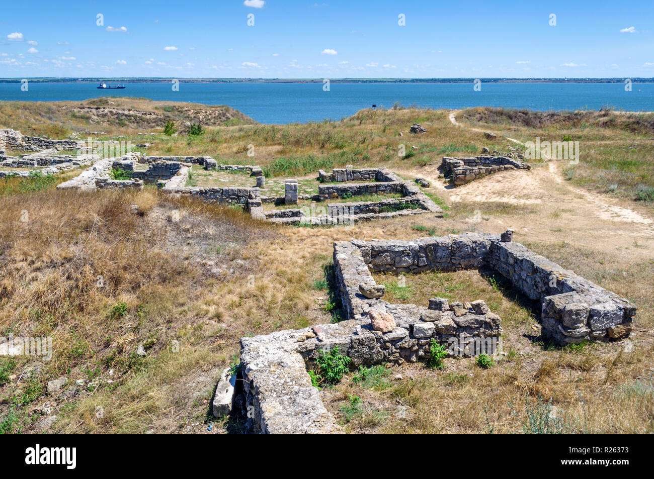 Ruins of the ancient greek settlement Olvio on a summer day, Ukraine ...