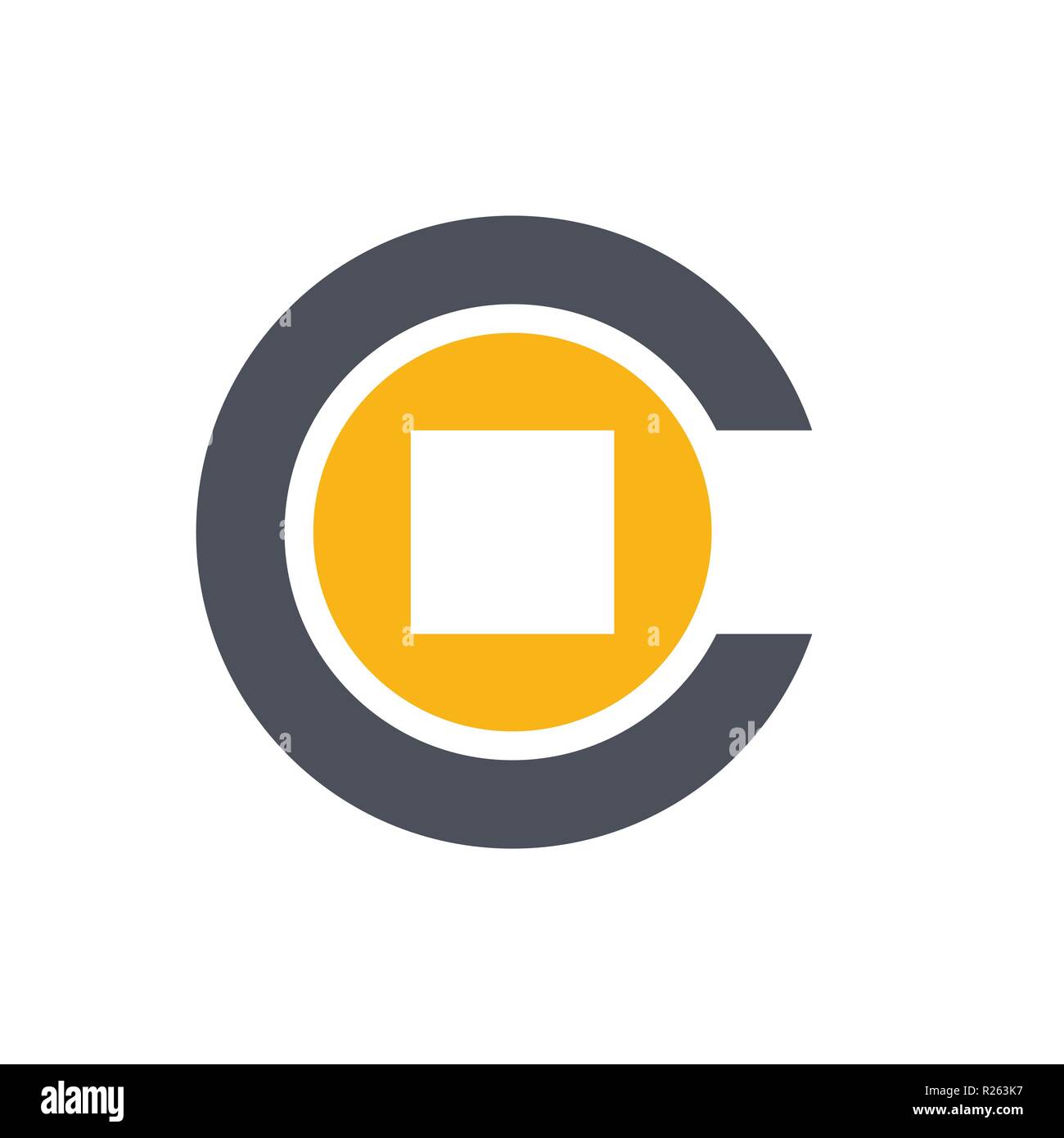 Initial letter C combined with coin money. Isolated on white background ...