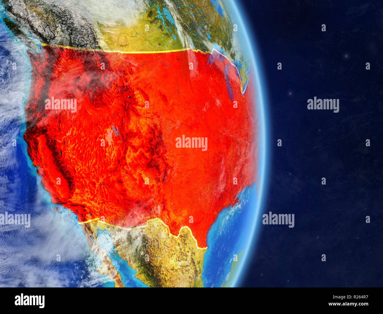 United States on planet planet Earth with country borders. Extremely ...
