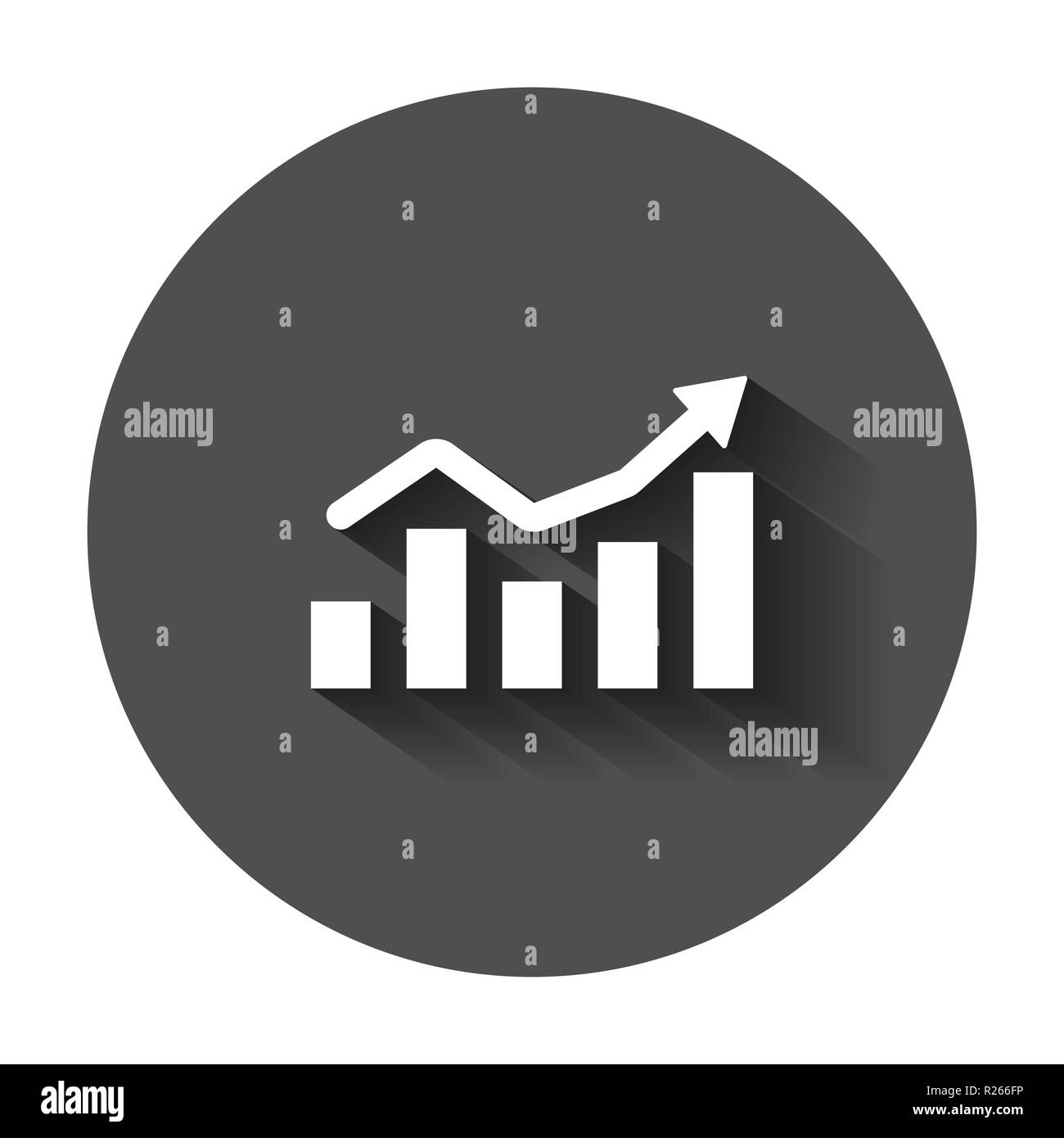Growing bar graph icon in flat style. Increase arrow vector ...