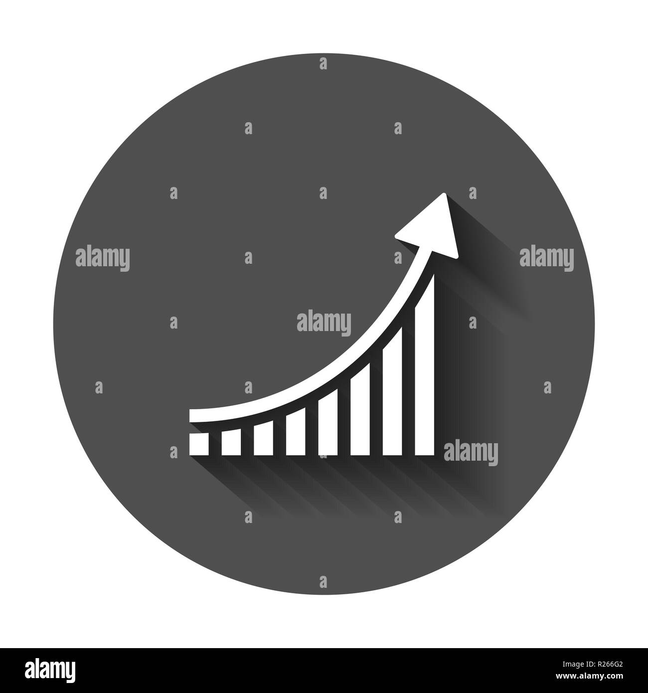 Growing bar graph icon in flat style. Increase arrow vector ...