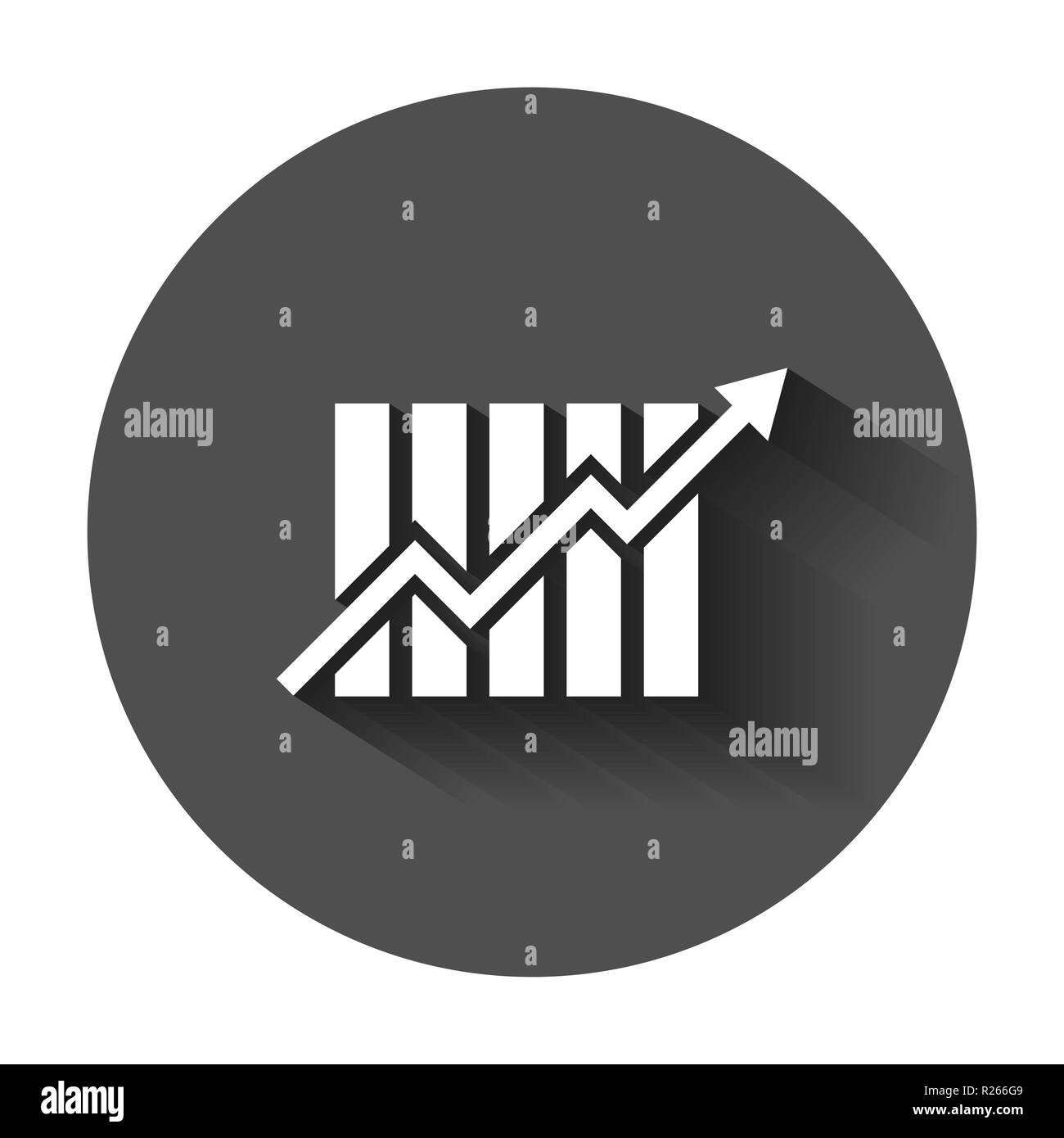 Growing bar graph icon in flat style. Increase arrow vector ...
