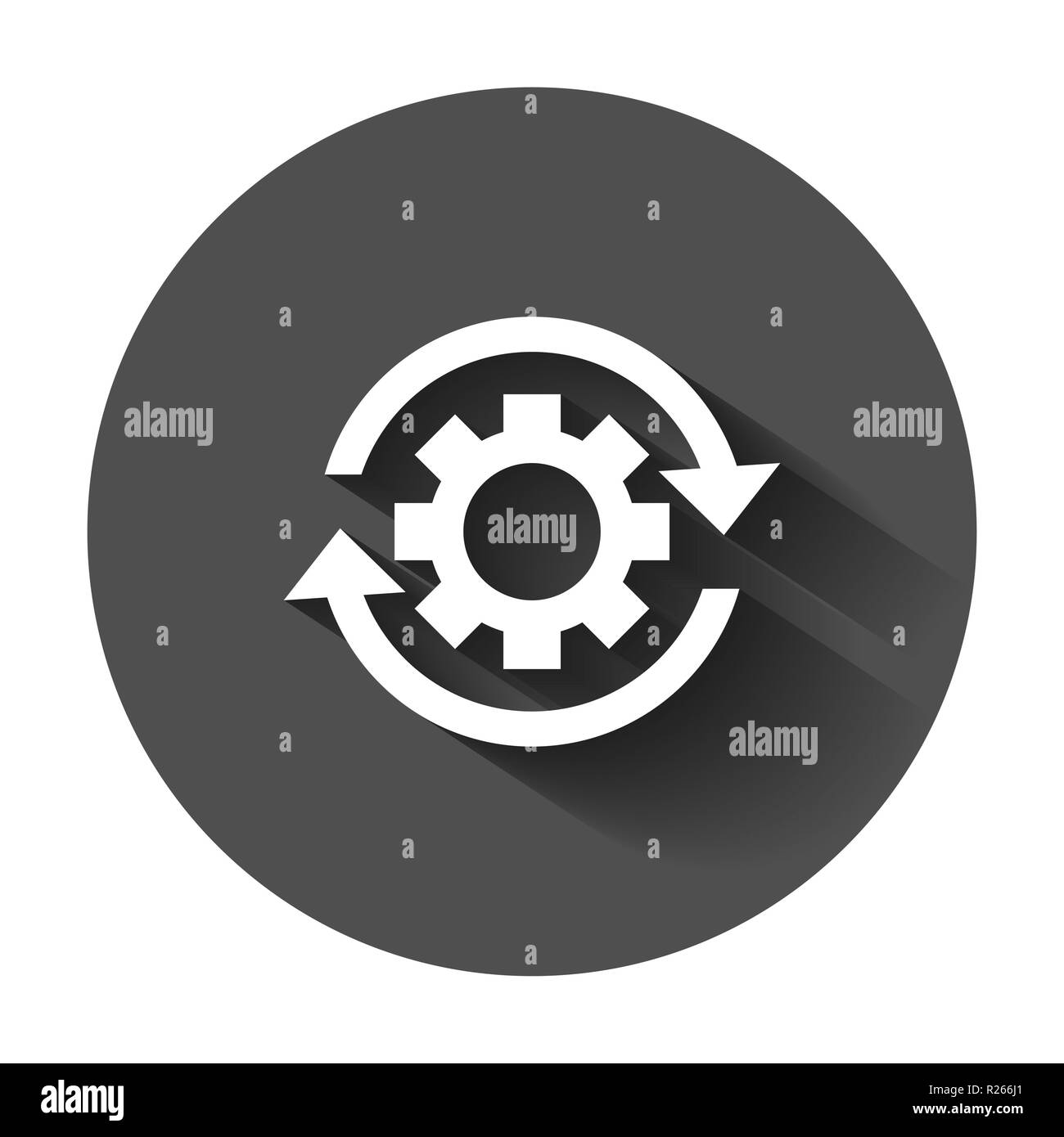 Workflow process icon in flat style. Gear cog wheel with arrows vector ...