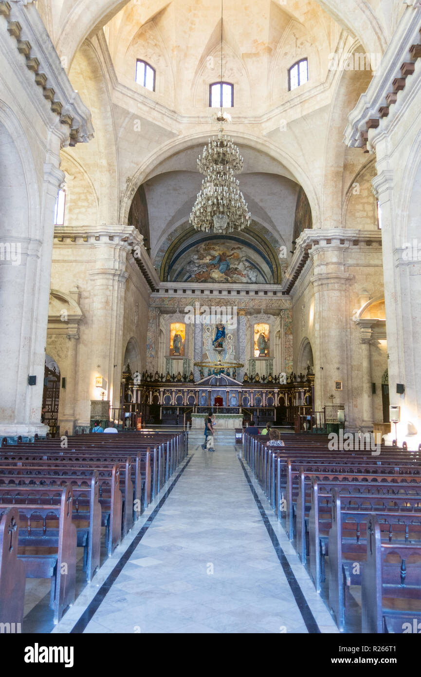 HAVANA, CUBA - JANUARY 16, 2017: Interior of Old Havana Catholic ...