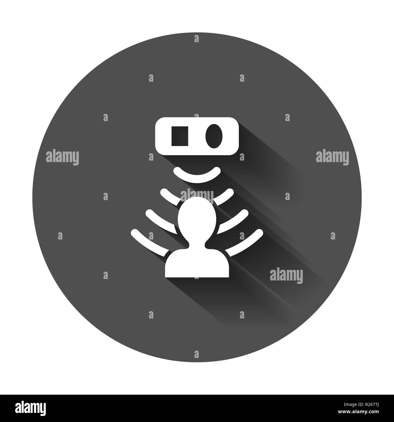 Motion sensor icon in flat style. Sensor waves with man vector ...
