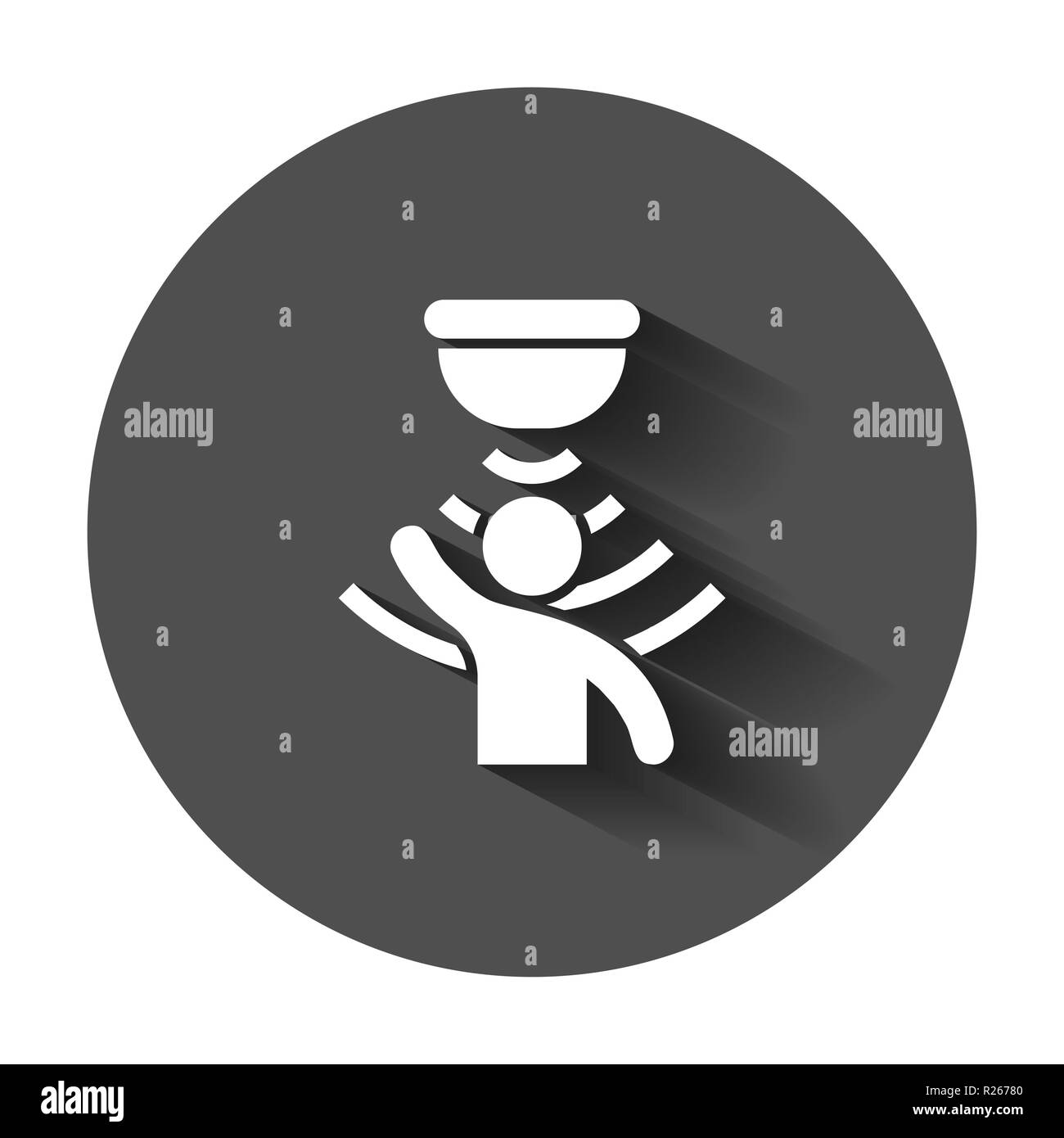 Motion sensor icon in flat style. Sensor waves with man vector ...