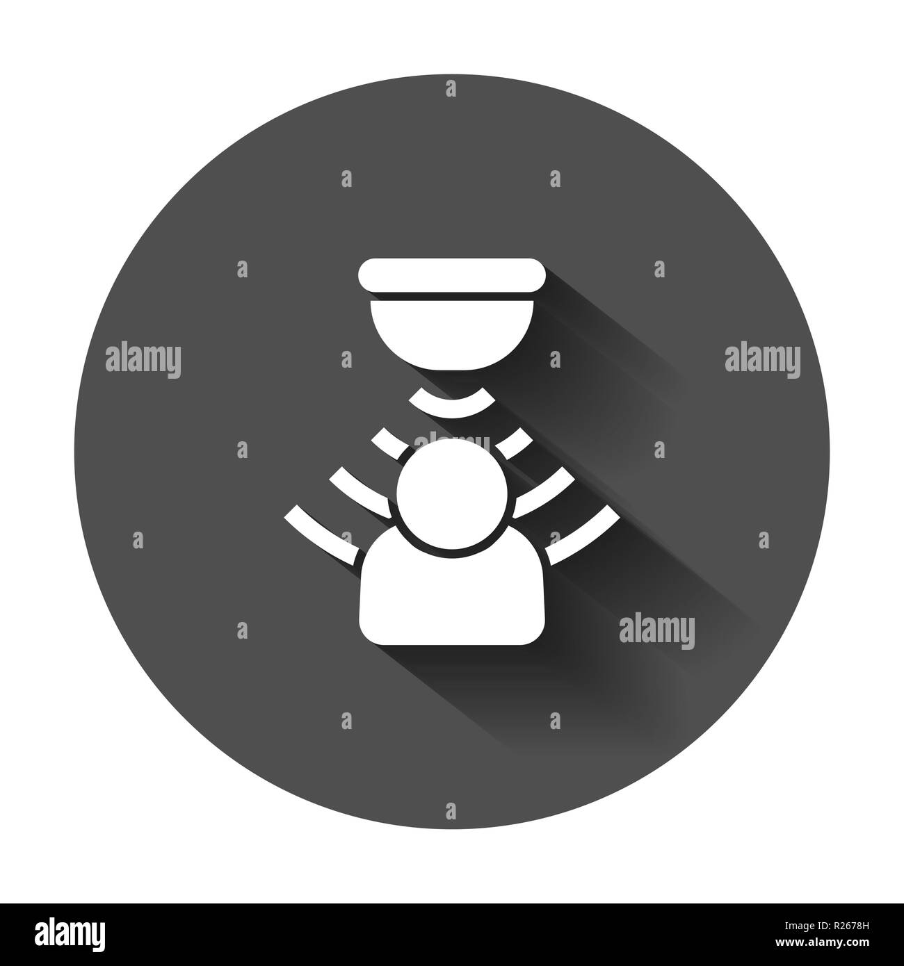Motion sensor icon in flat style. Sensor waves with man vector ...