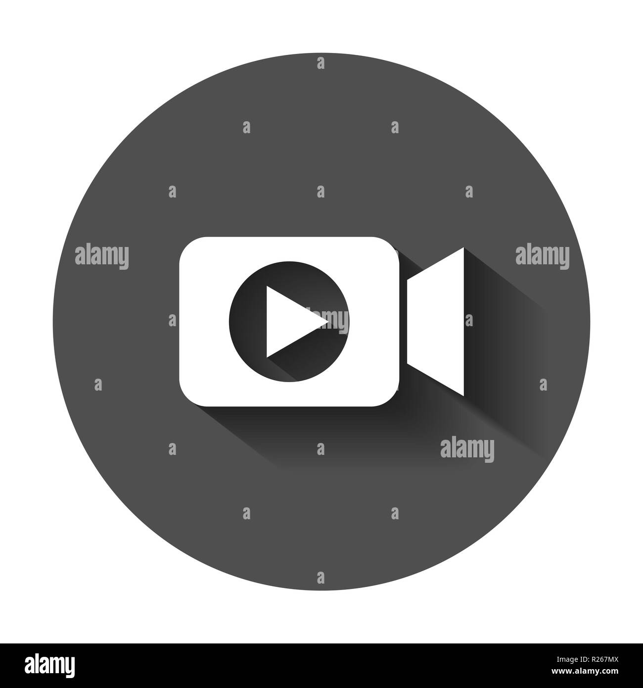 Video camera icon in flat style. Movie play vector illustration with ...