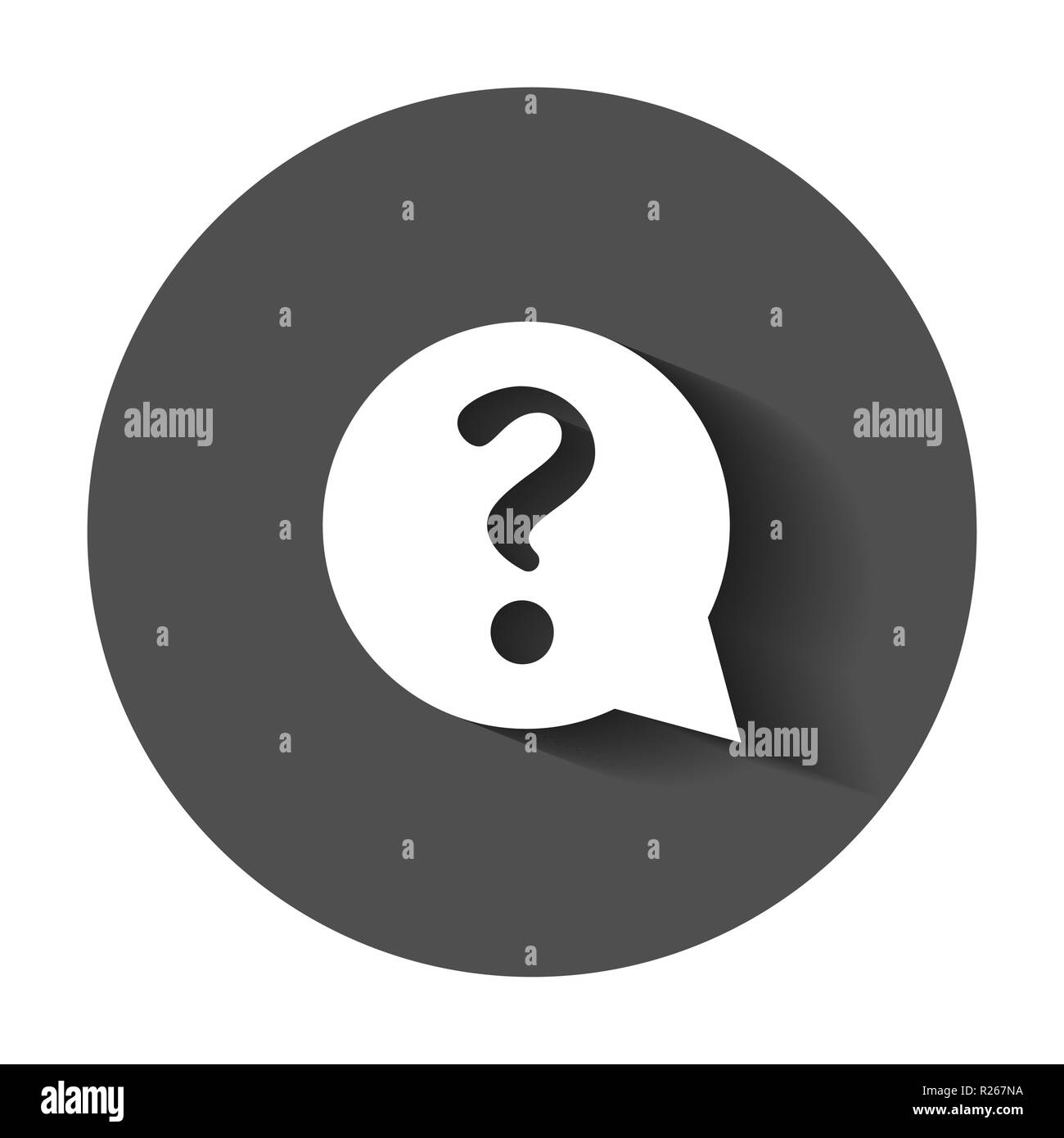 Question mark icon in flat style. Discussion speech bubble vector ...